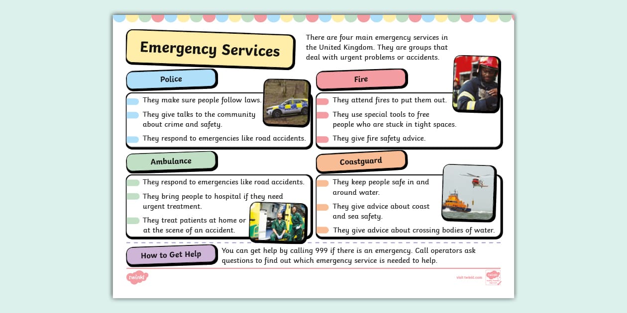 Emergency Services Fact File - People who Help Us - Twinkl
