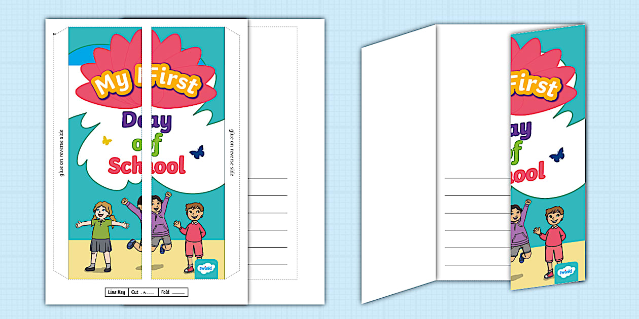 My First Day of School Folding Writing Template - Twinkl