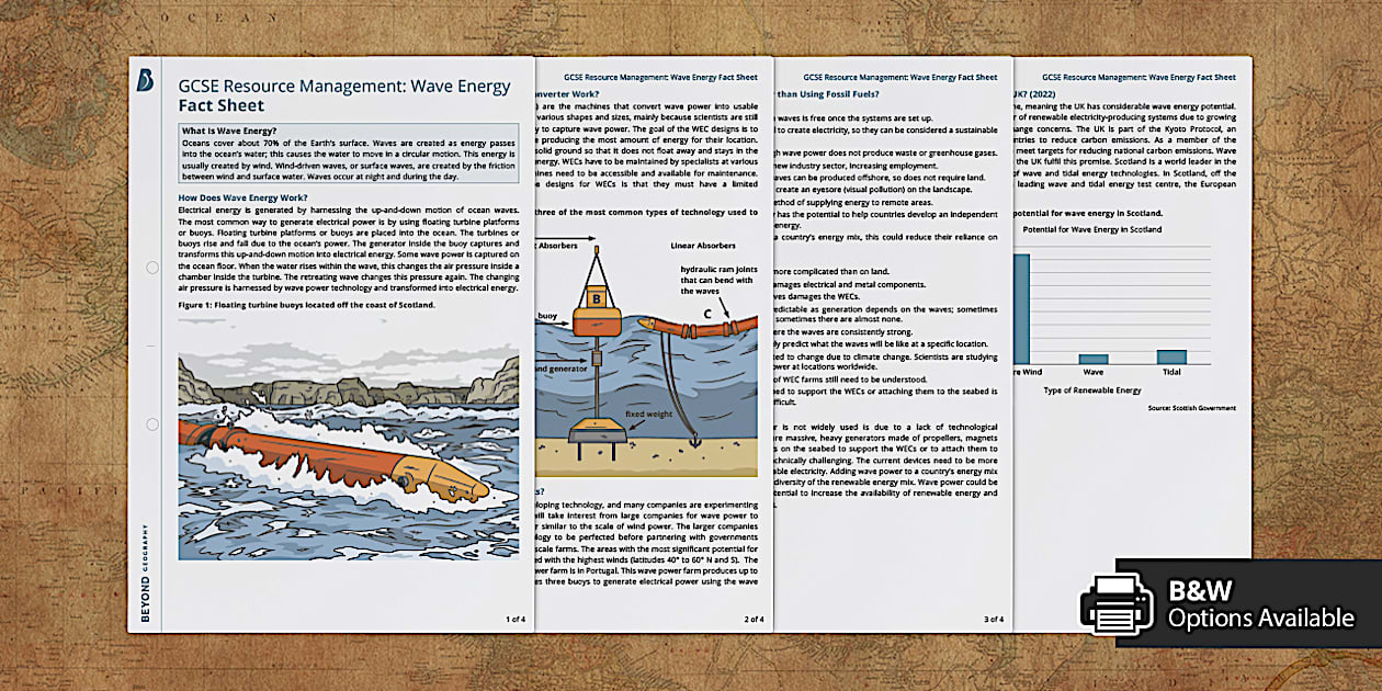 GCSE Resource Management: Wave Energy Fact Sheet - Twinkl