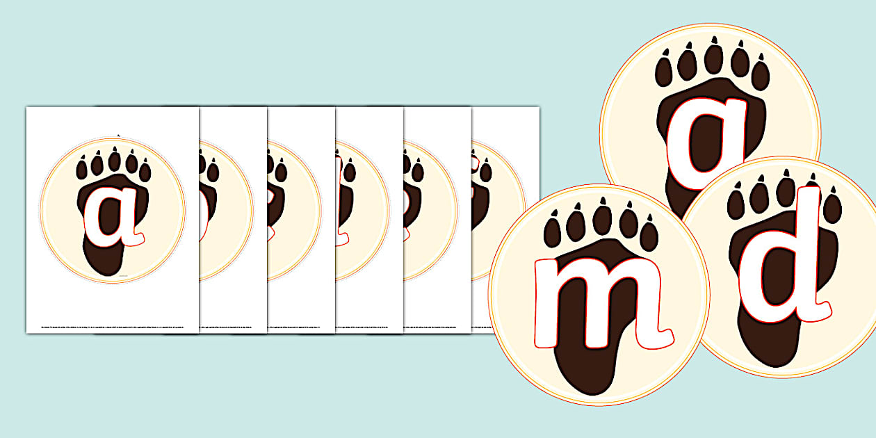 Bear Paws Alphabet Letters Circle Display Cut-Outs
