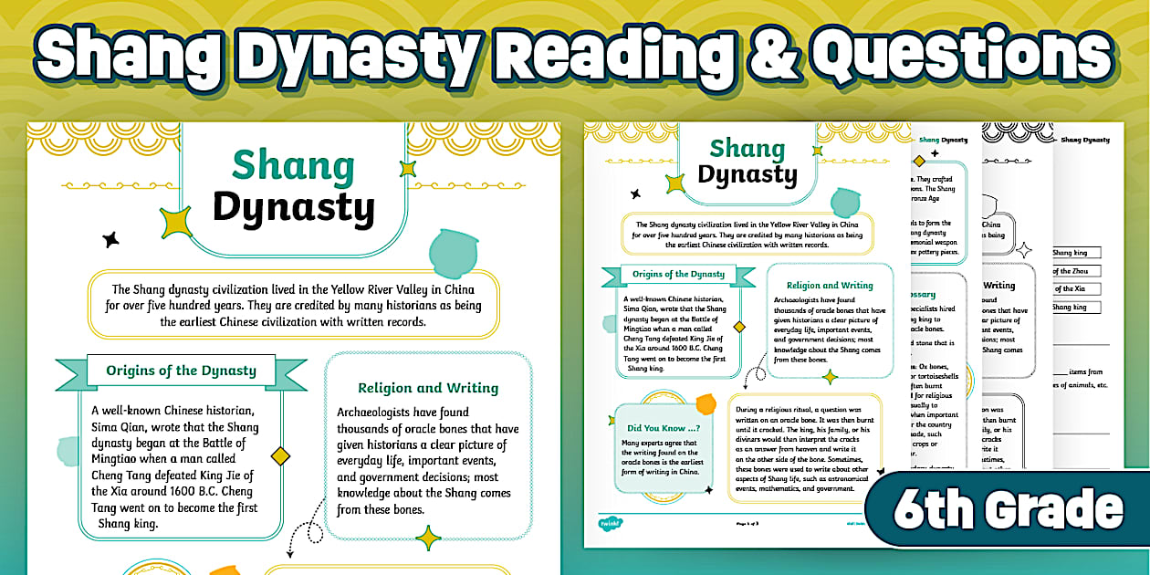 Sixth Grade Shang Dynasty Reading Activity