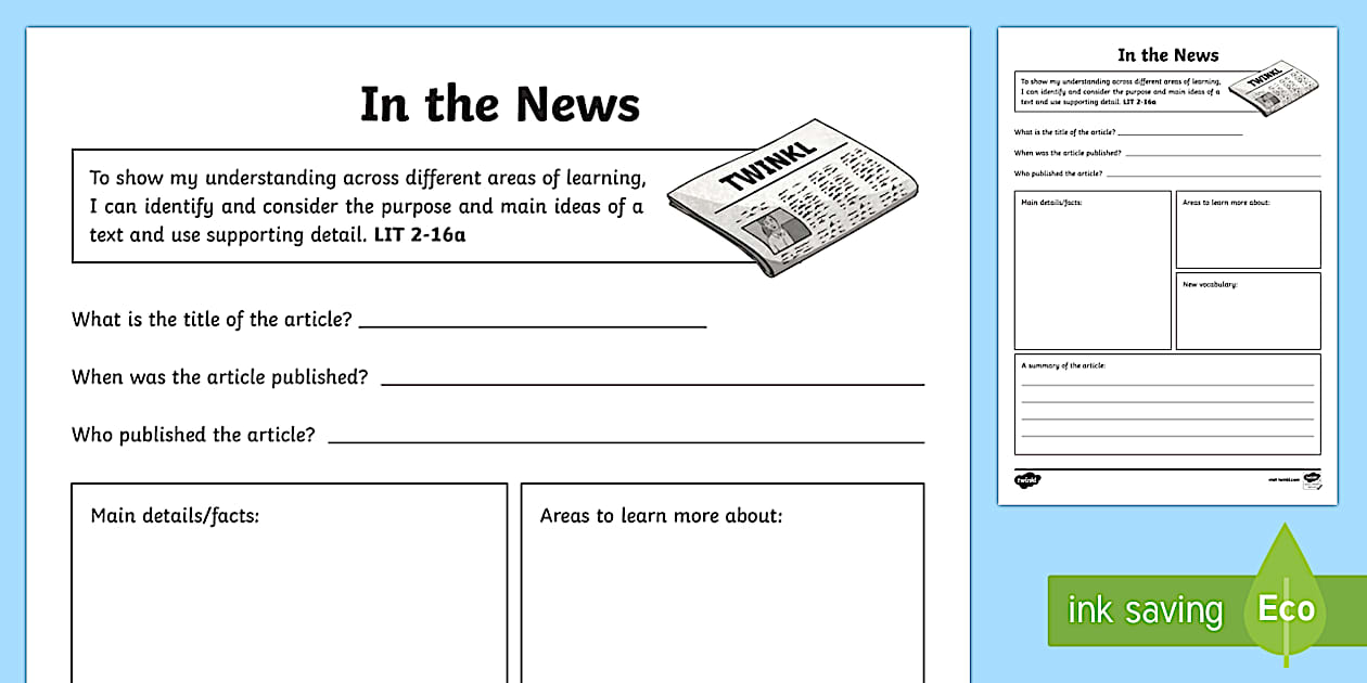 Black and White In the News Worksheet (teacher made)