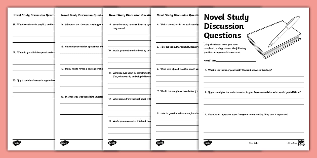 Novel Study Discussion Questions for 3rd-5th Grade - Twinkl