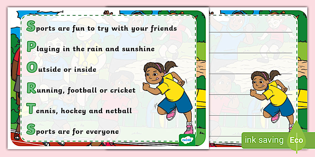 Sports Acrostic Poem and Example - Twinkl - KS1 - Twinkl