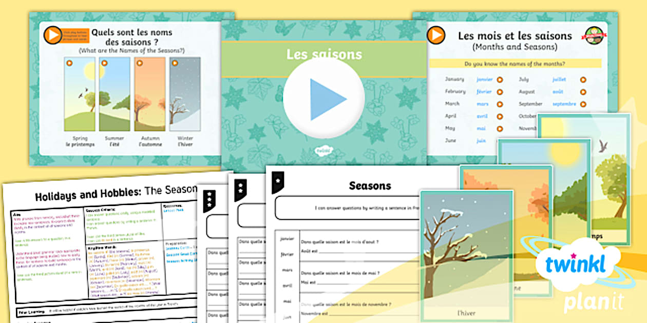 French: Holidays and Hobbies: The Seasons Year 4 Lesson Pack 1