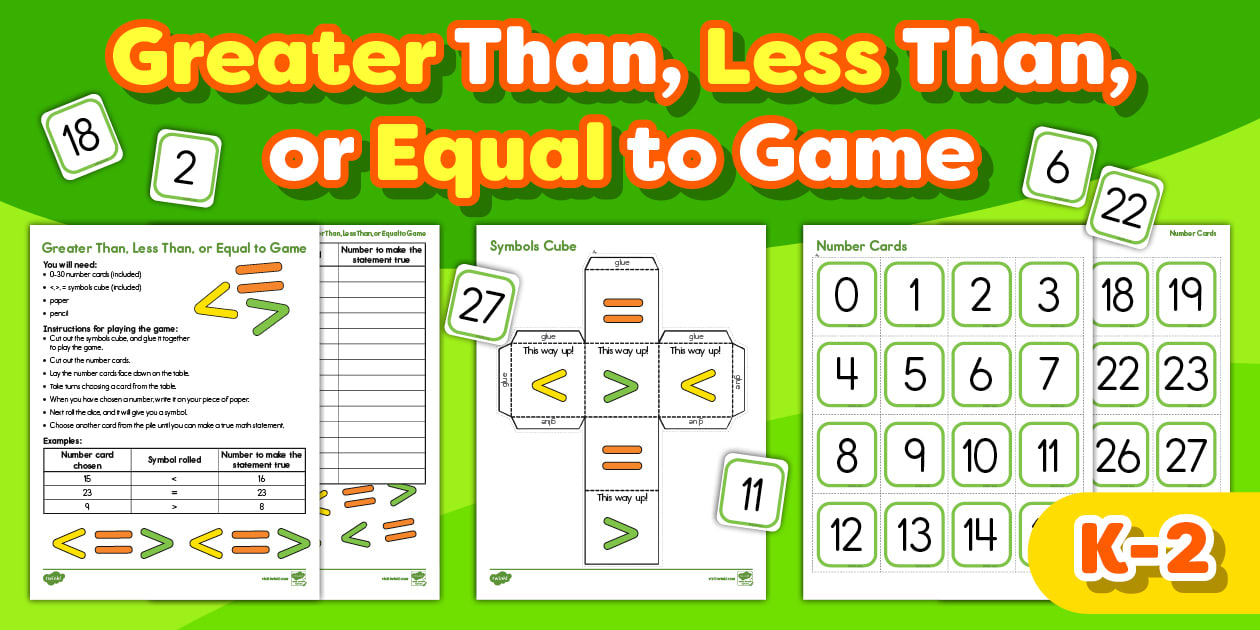 First Grade Greater Than, Less Than, or Equal to Game