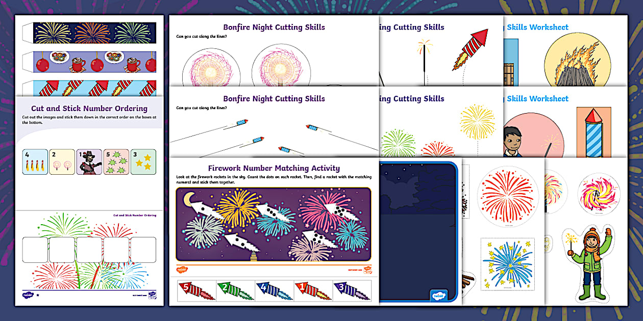 Bonfire Night Scissor Skills Pack | Twinkl (teacher made)