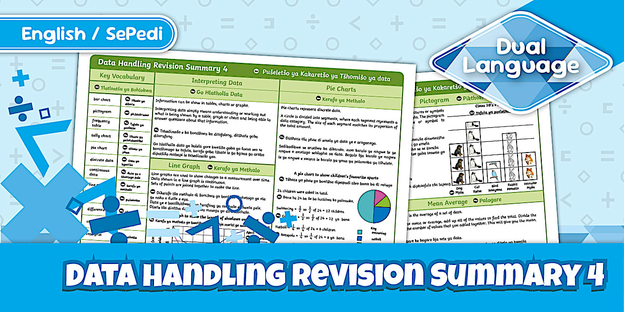 Grade 4 Maths - Term 4 - Data Handling Revision Summary 4 - Sepedi/English