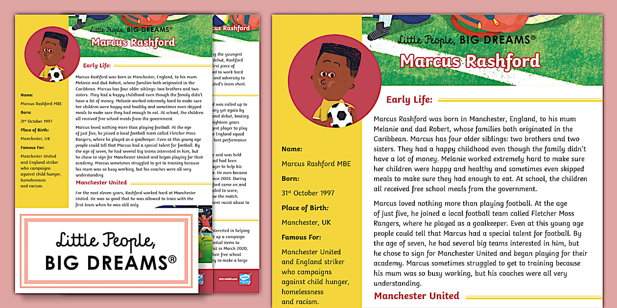 Marcus Rashford Fact File | Little People, Big Dreams
