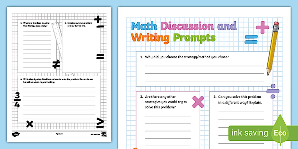 Math Discussion and Writing Prompts (teacher made) - Twinkl