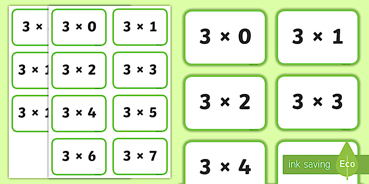 Three Times Tables Flashcards - Twinkl