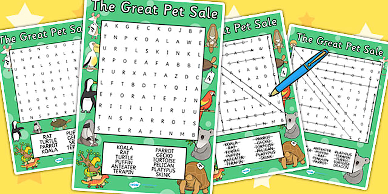 Word Search to Support Teaching on The Great Pet Sale