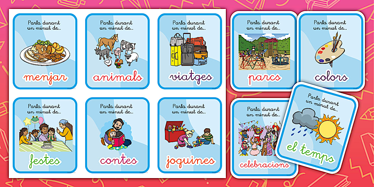 Targetes: Parla durant un minut de... - Català - Twinkl