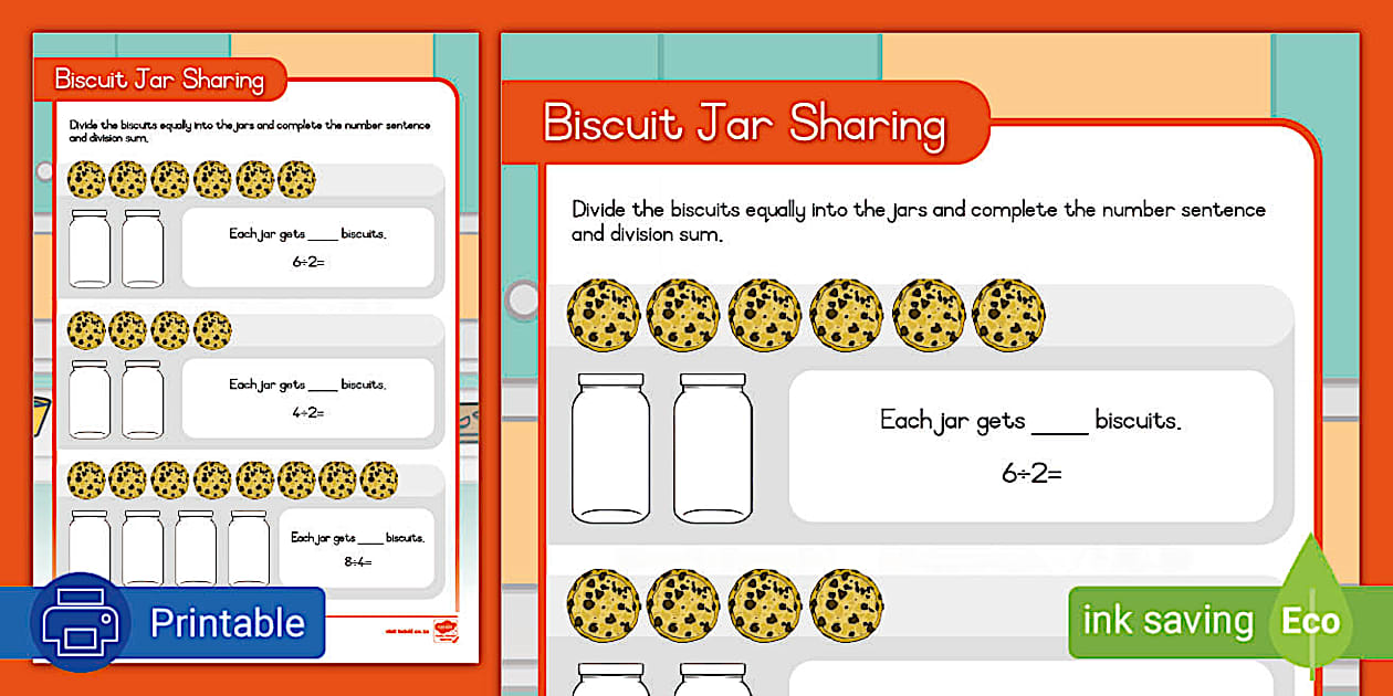 Grade 1 Mathematics: Biscuit Jar Dividing activity sheet