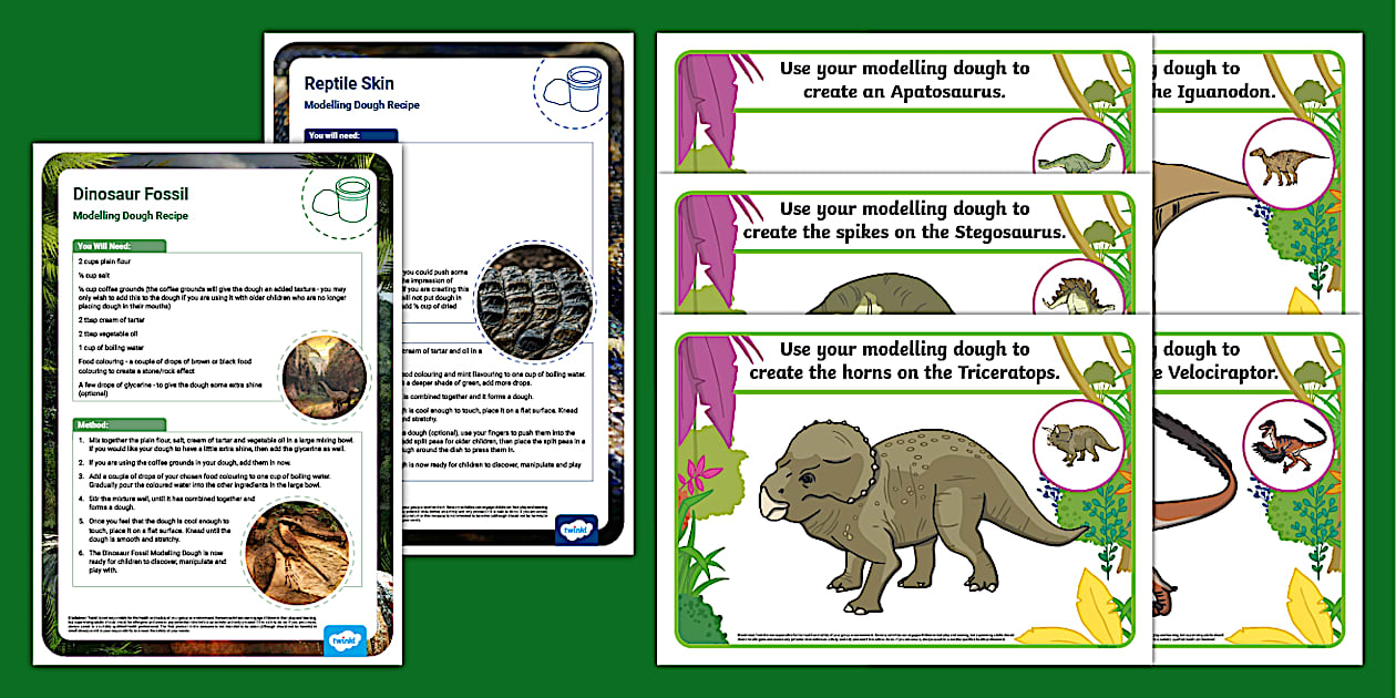 Dinosaurs Modelling Dough Recipe and Mat Pack | Twinkl