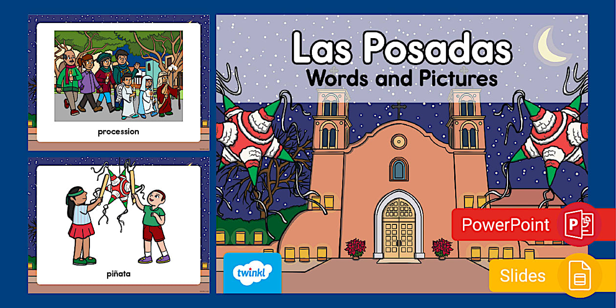 Early Childhood: Las Posadas Words and Pictures PowerPoint & Google Slides
