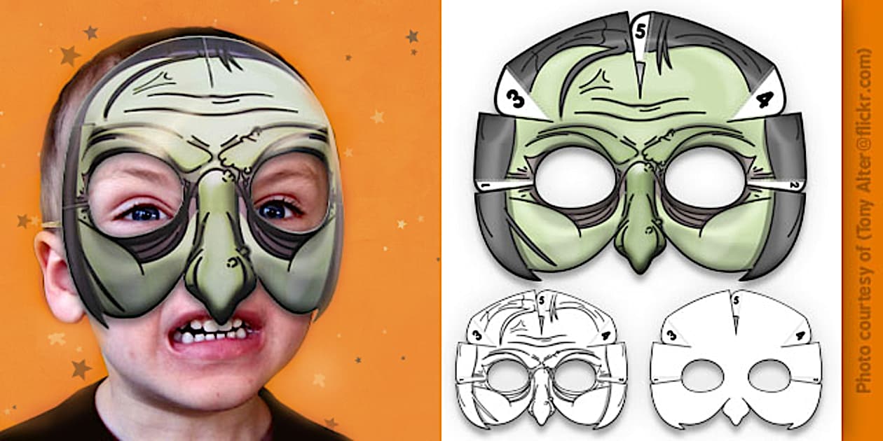 3D Halloween Witch Monster Mask (teacher made) - Twinkl