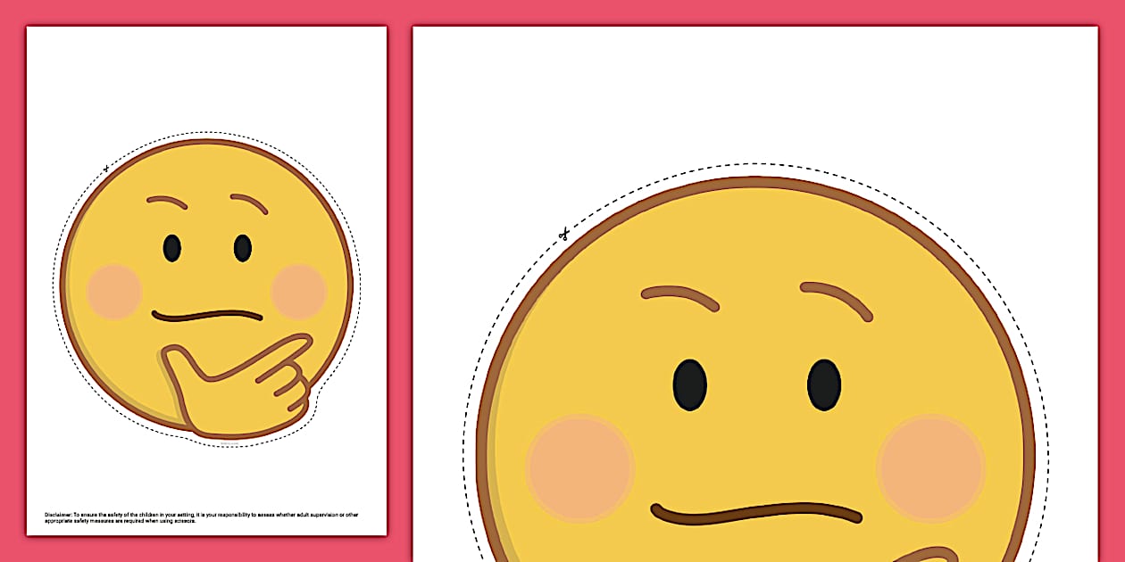 Thinking Emoticon Cut-Out (teacher made) - Twinkl