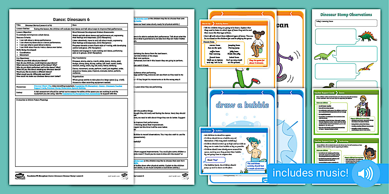 EYFS PE Dance Dinosaurs Lesson 6: Dinosaur Stomp - Twinkl