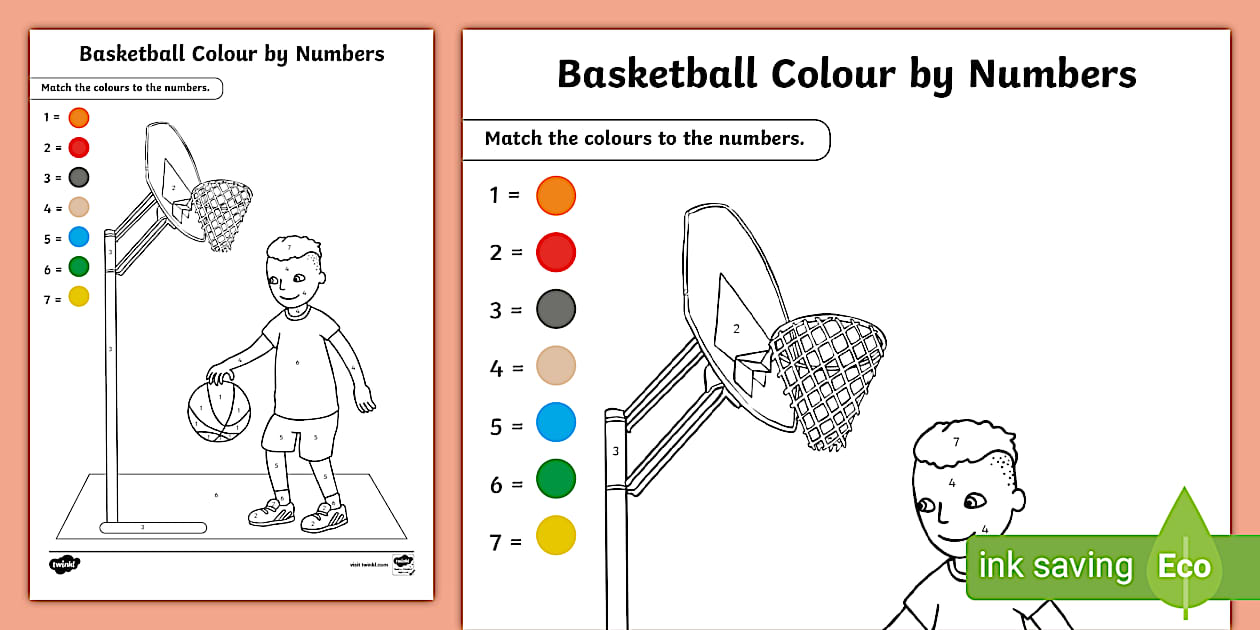 Basketball Colour by Number (teacher made) - Twinkl