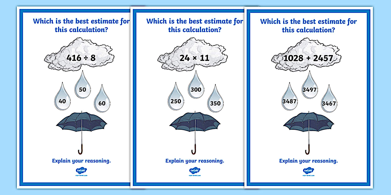 KS2 Maths Rain Clouds Estimation Picture Cards - Twinkl