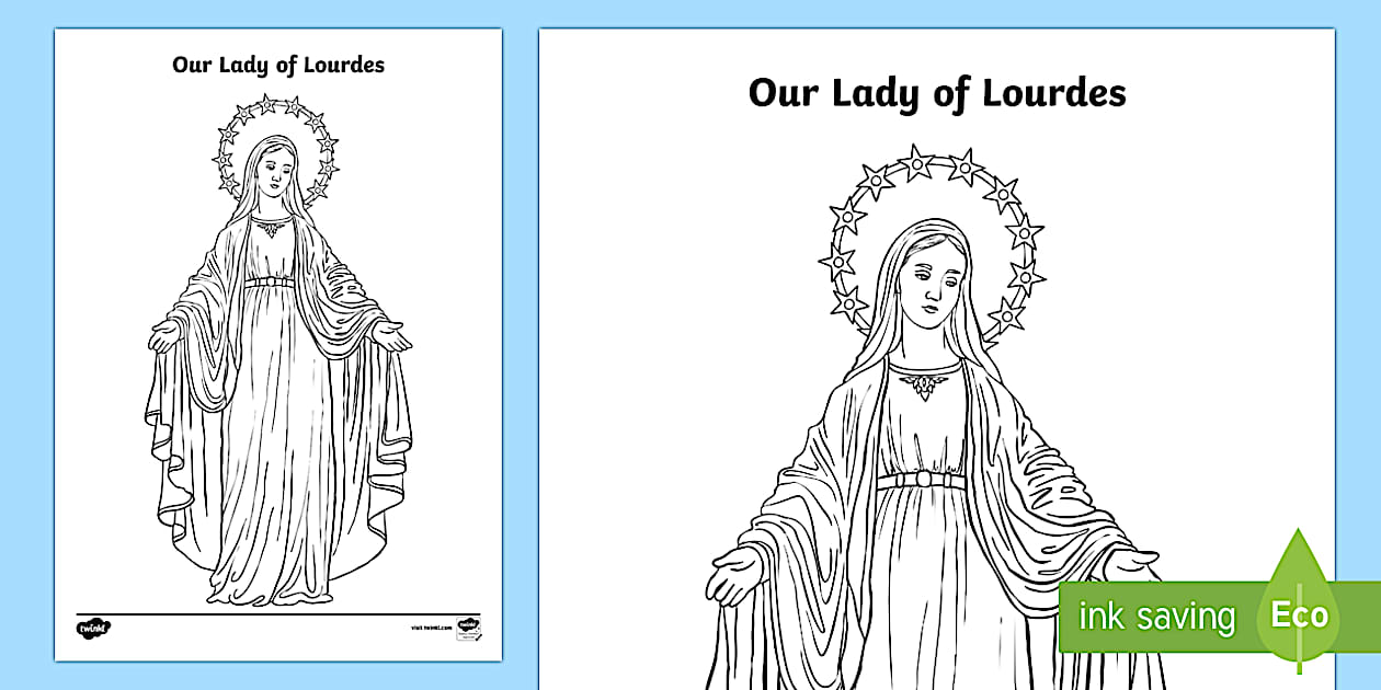 Our Lady of Lourdes Colouring Worksheet / Worksheet - Twinkl