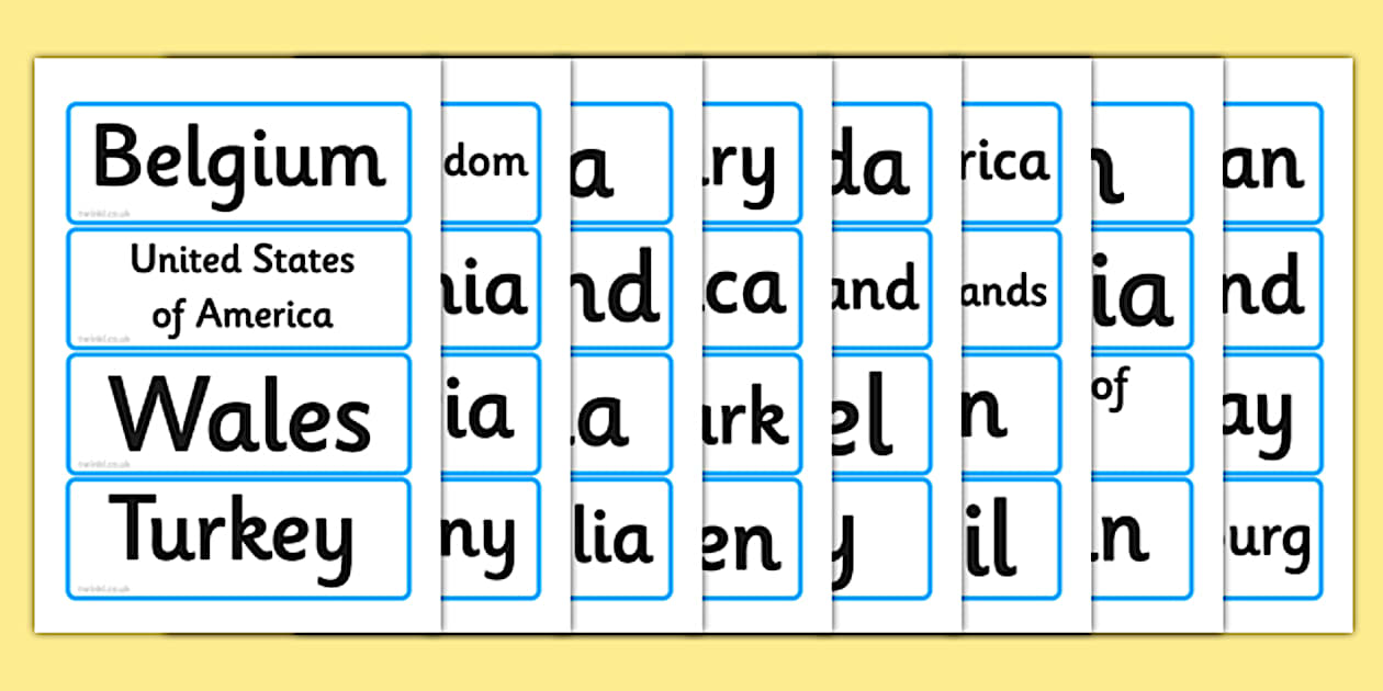 Cursive Countries Word Cards (teacher made) - Twinkl