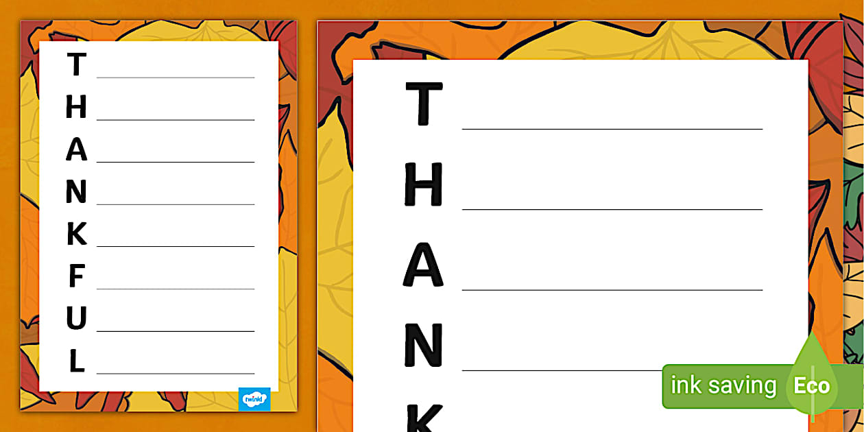 A Printable ‘Thankful’ Template | Thanksgiving | Twinkl