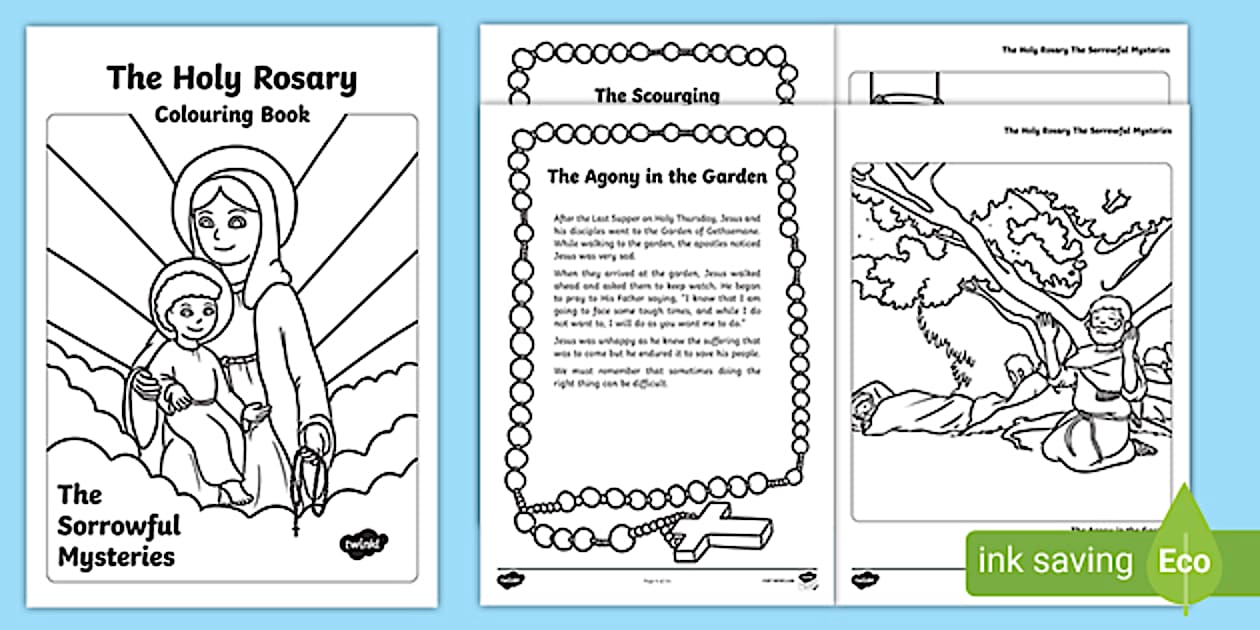 Catholic The Sorrowful Mysteries Colouring Booklet - Twinkl