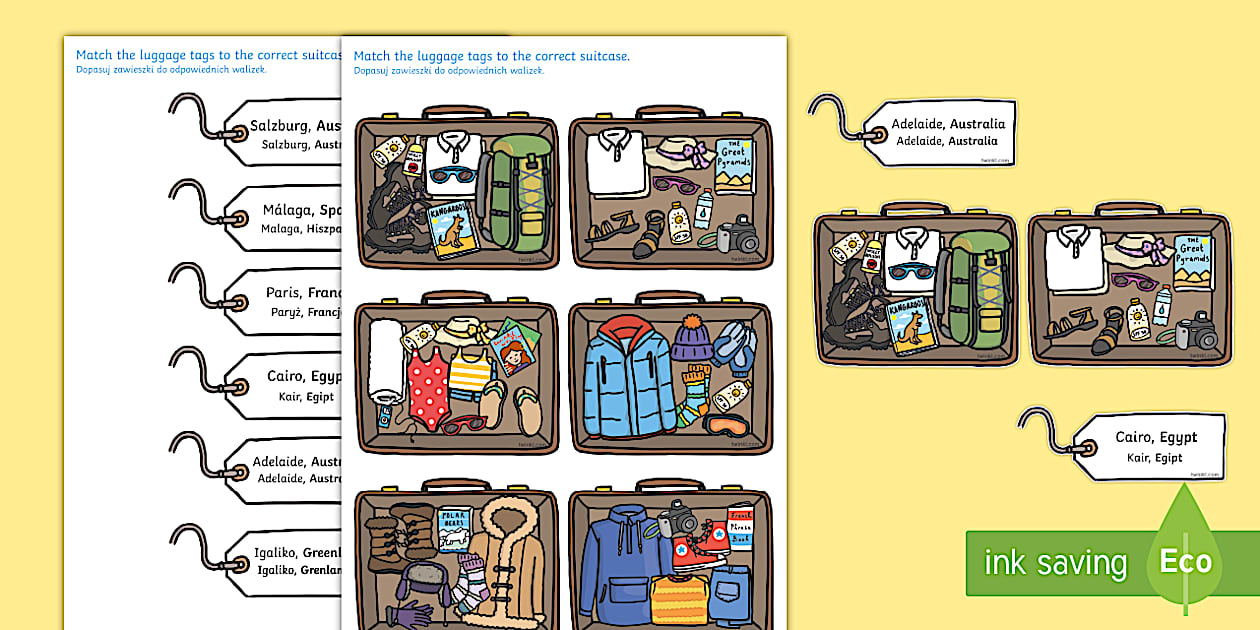 Packing for Weather Around the World Activity English/Polish - Packing for