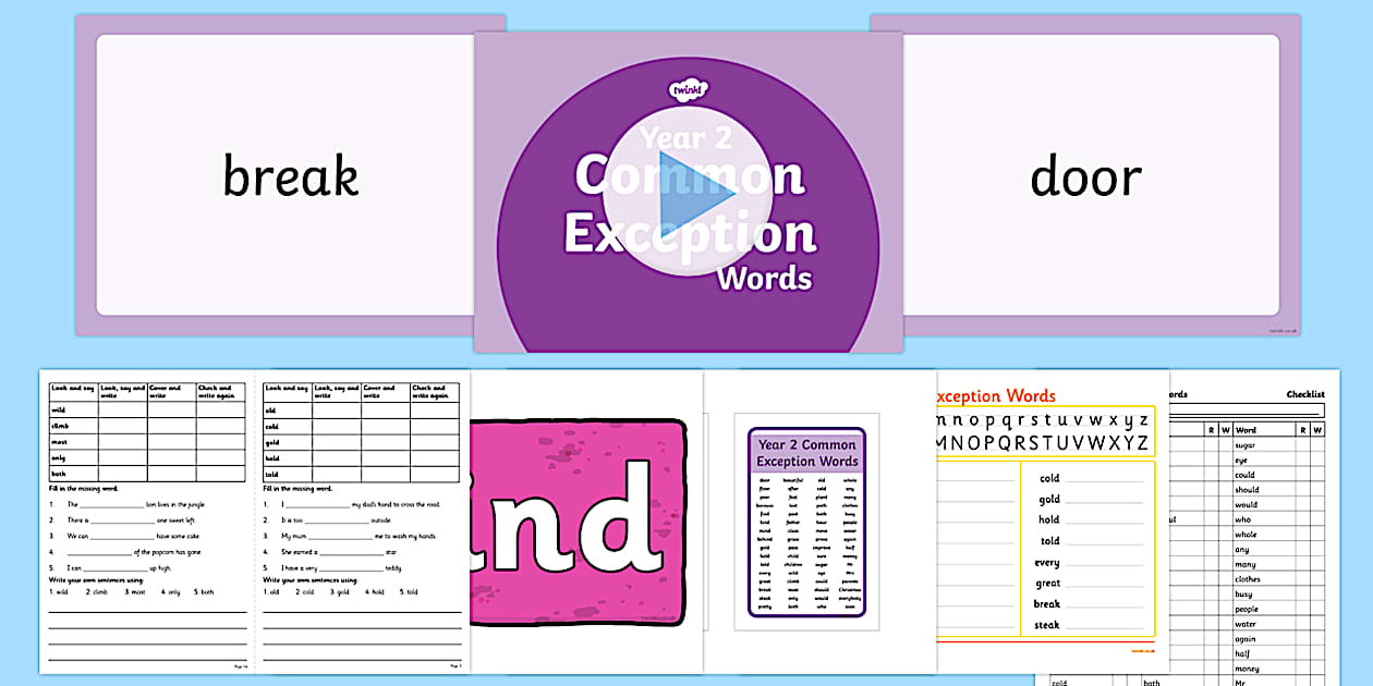 Year 2 Common Exception Words Resource Pack (teacher made)