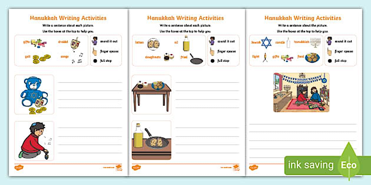 Hanukkah Early Writing Activities (teacher made) - Twinkl