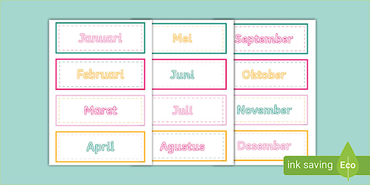 Days and Months Word Cards Indonesian (teacher made)