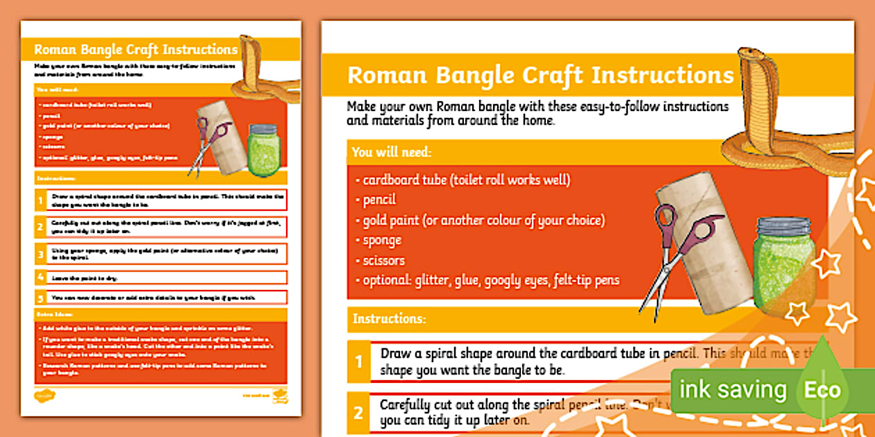 Roman Bangle Craft Instructions (Ages 7 - 11) (teacher made)