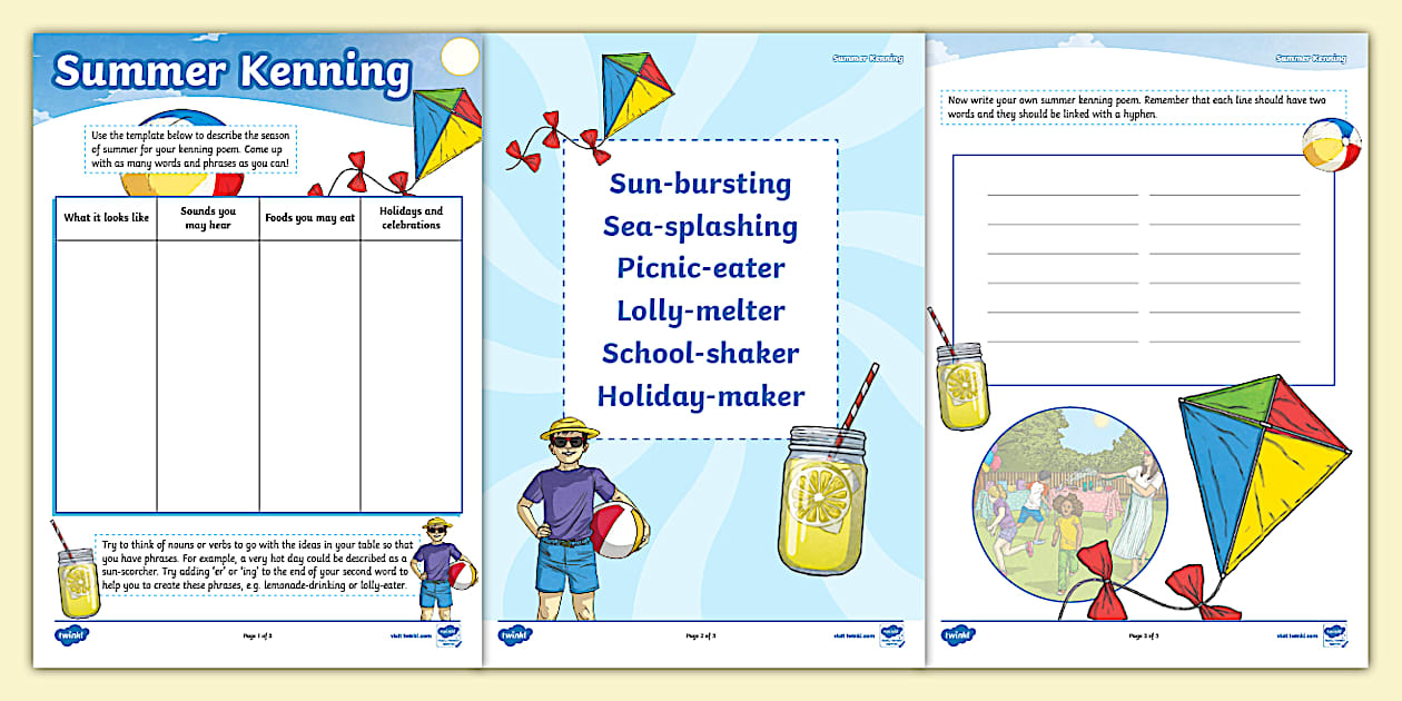 Summer Kenning Poem Example and Template - Twinkl - KS2
