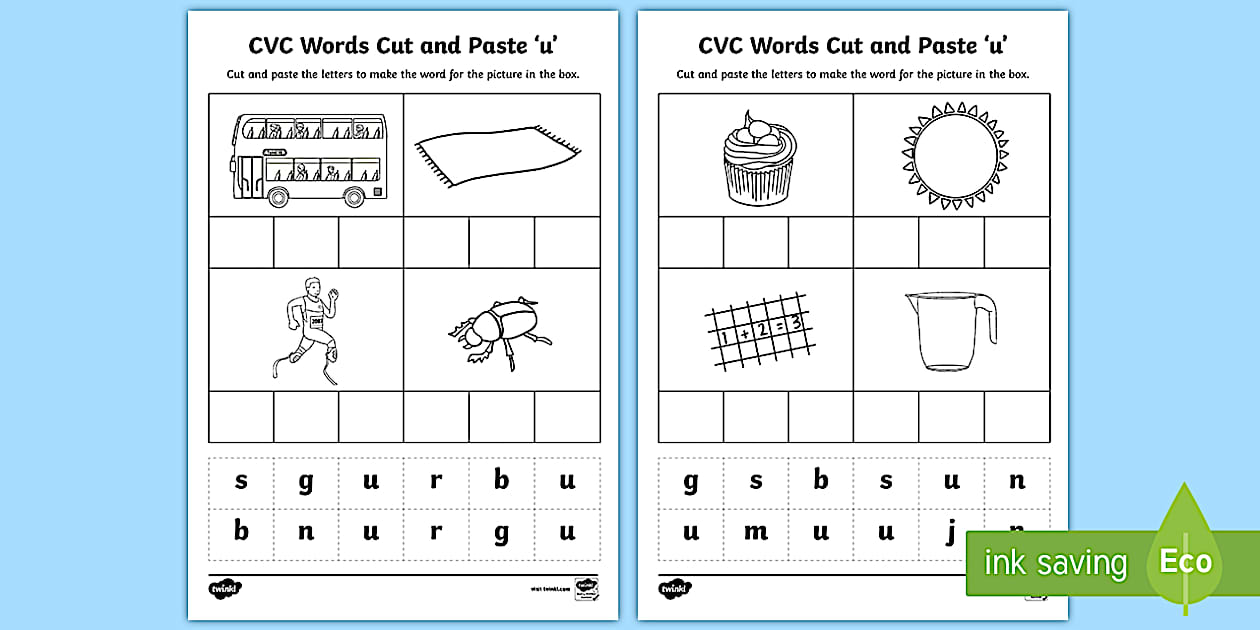 QLD CVC Words Cut and Paste Worksheets (Lehrer gemacht)