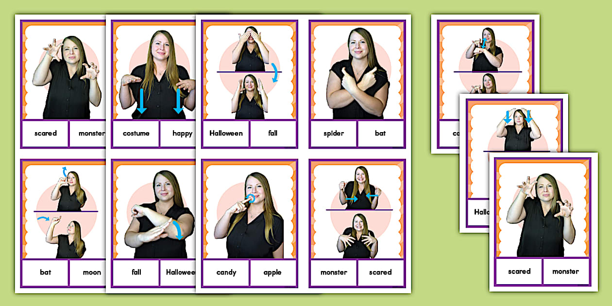 ASL Halloween Clip Cards (Teacher-Made) - Twinkl