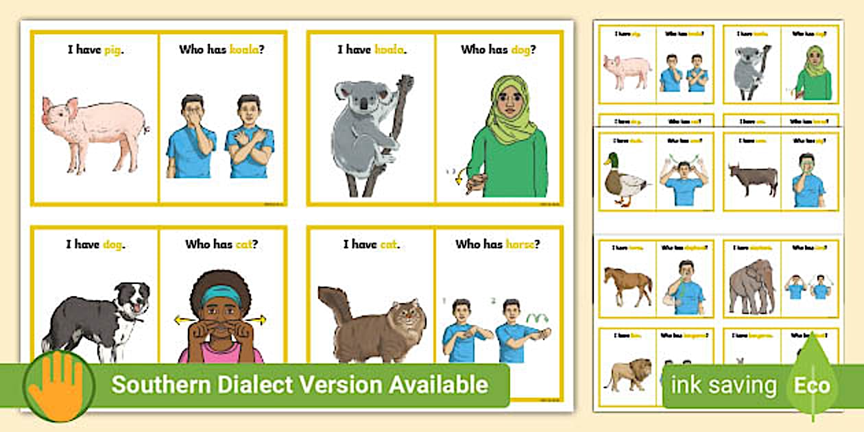 Auslan Animals I Have Who Has Cards (teacher made) - Twinkl