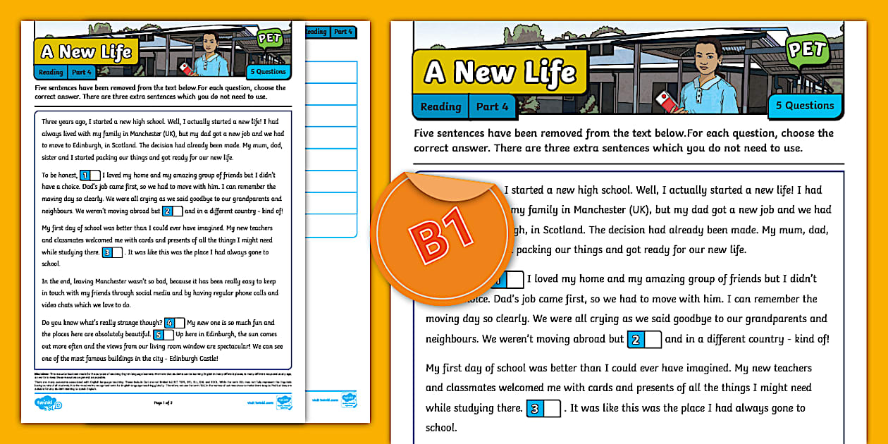 B1 Preliminary (PET) Reading Practice (teacher made)