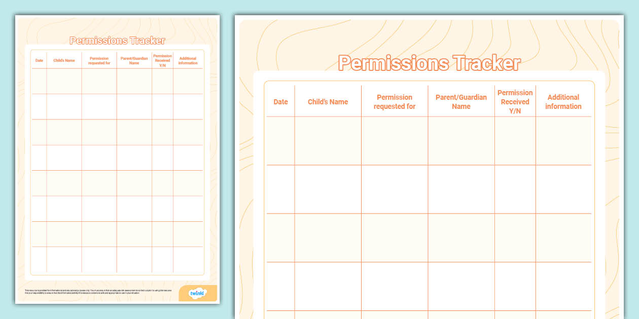 Early Years Permissions Tracker (teacher made) - Twinkl