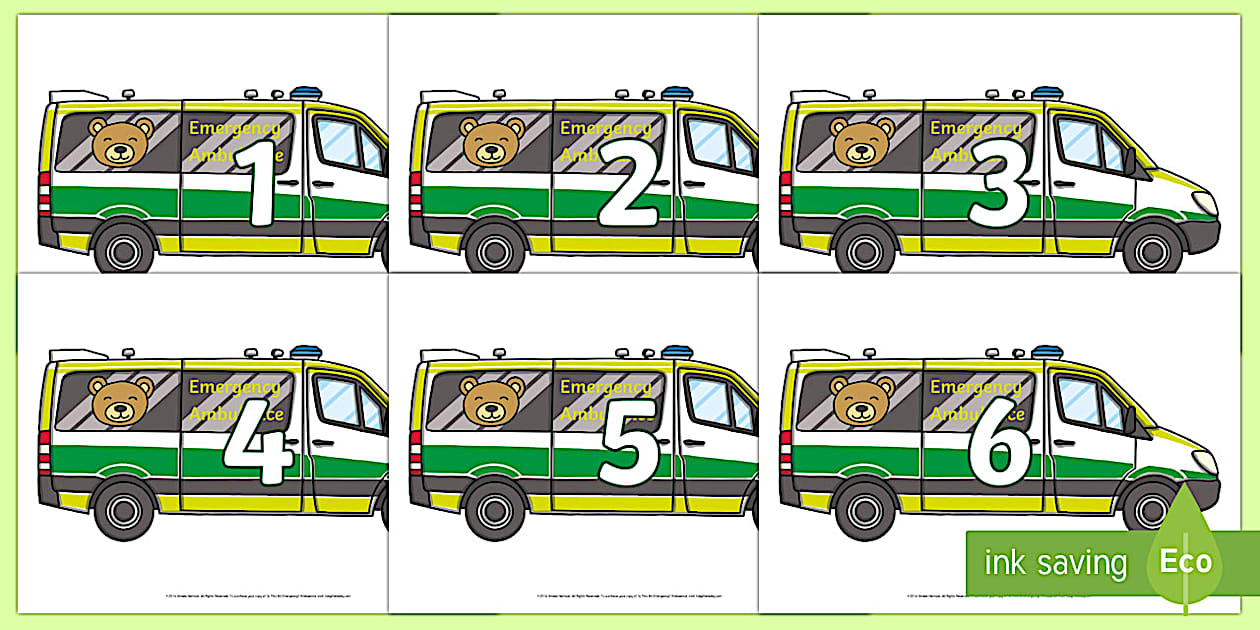 Numbers 0 - 100 on Ambulance Display Posters