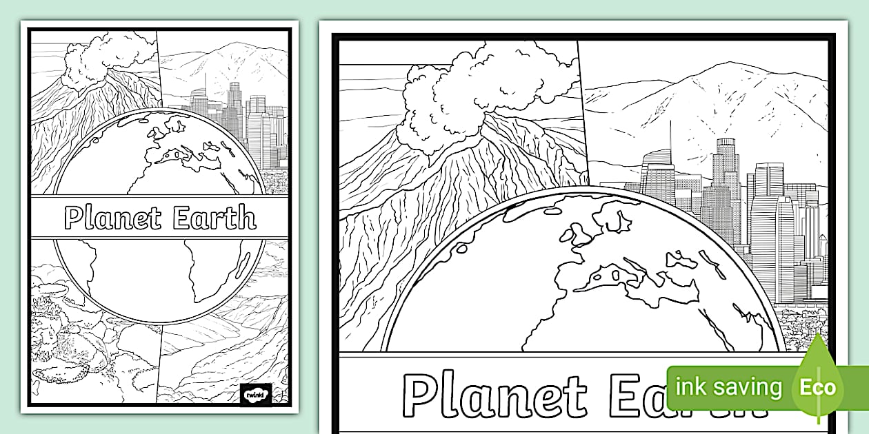 Planet Earth Title Colouring Page (teacher made) - Twinkl