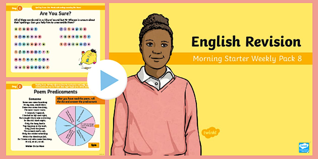 SATs: Year 6 English Revision Morning Starter Weekly PowerPoint Pack 8