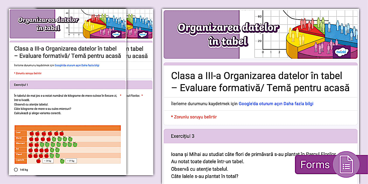 Clasa a III-a Organizarea datelor în tabel – Evaluare
