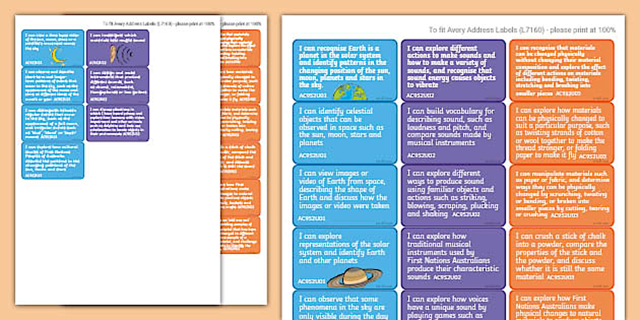 Year 2 Australian Curriculum Science Assessment Stickers