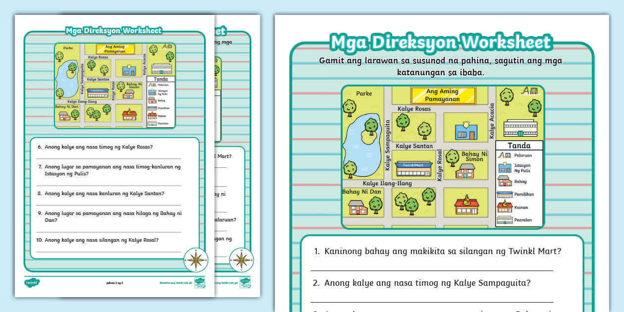 Mga Direksyon at Lokasyon sa Pamayanan (teacher made)
