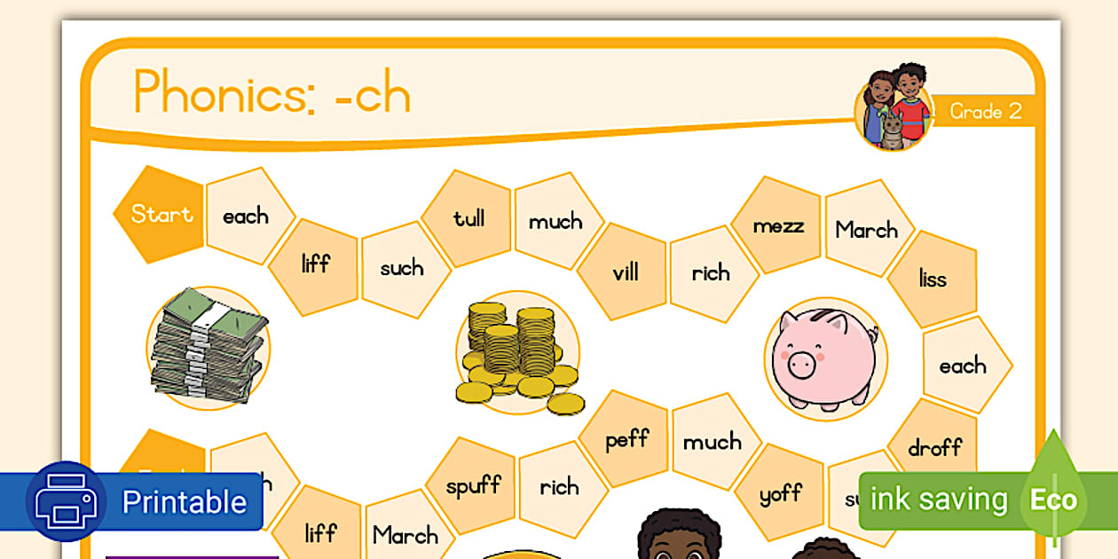 Grade 2 Phonics: -ch Printable Games