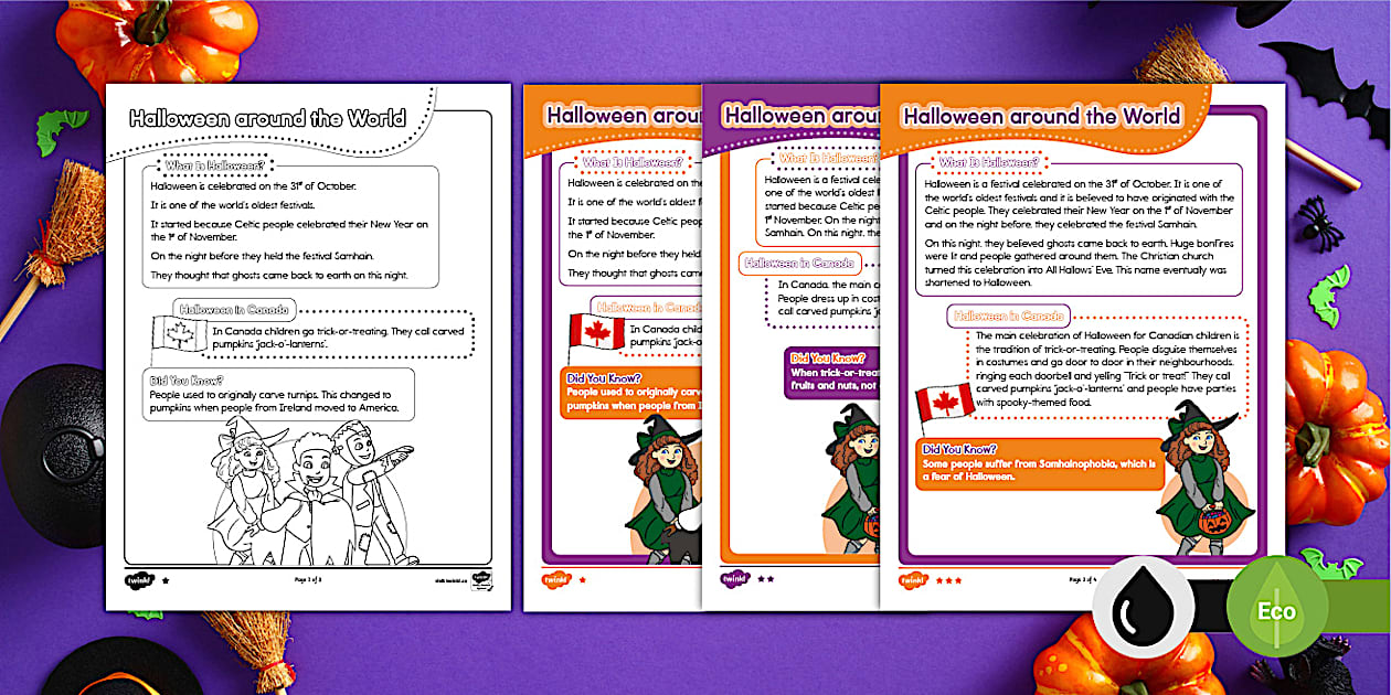 Primary Halloween around the World Reading Comprehension