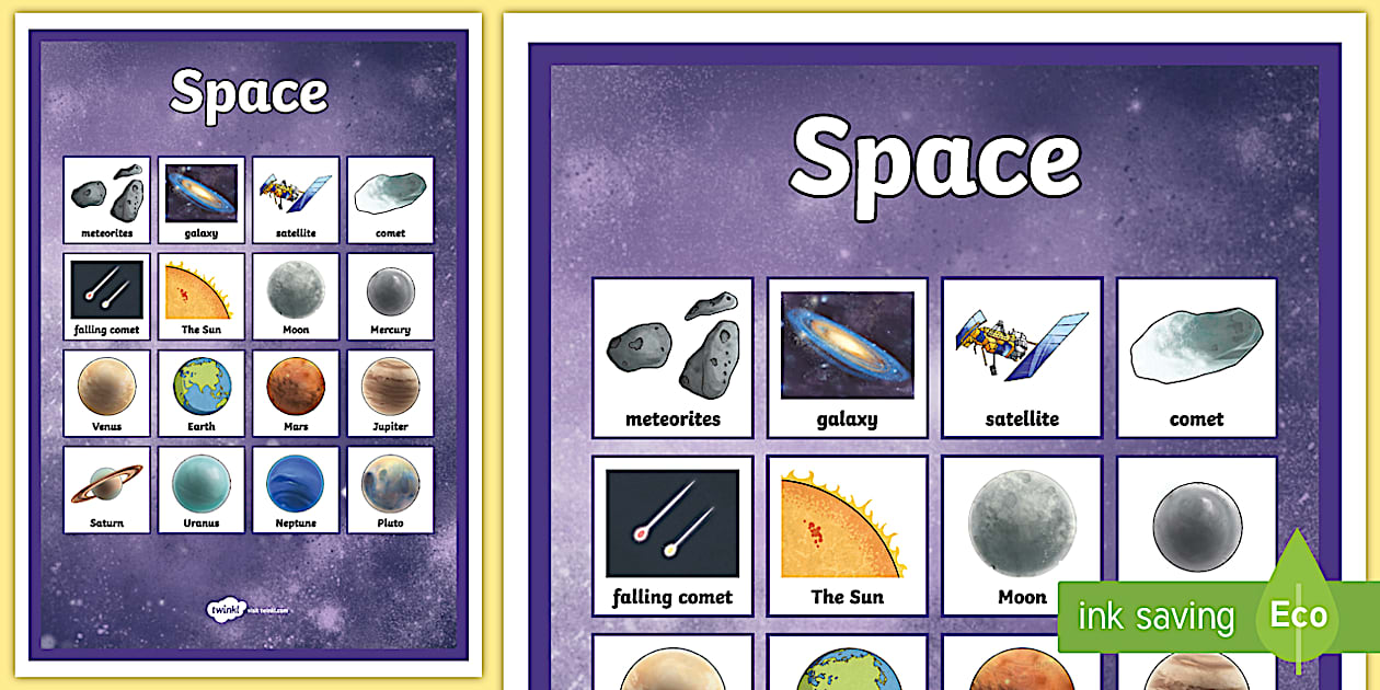 Cursive Space Vocabulary Poster Detailed Images - Twinkl
