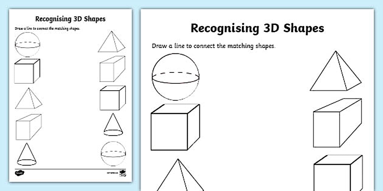 👉 Recognising 3D Shapes Worksheet (teacher made) - Twinkl